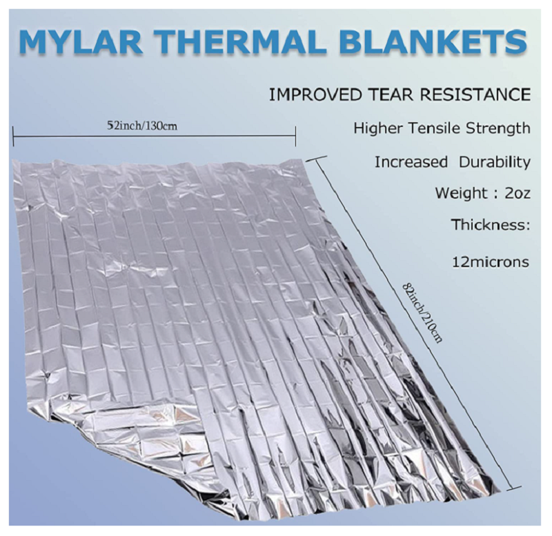 03Emergency Mylar Blankets Designed for Outdoors, Survival Reflective ...